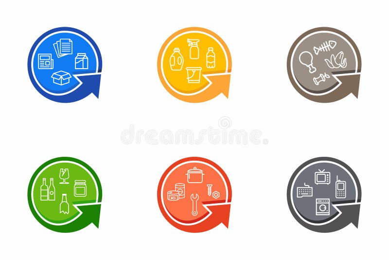 Different Colored Signs for Separate Recycling. Stock Vector ...