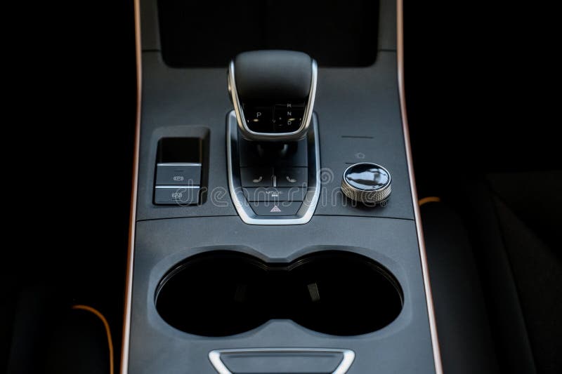 Automatic Transmission Selector in the Interior of a Modern Car Stock ...
