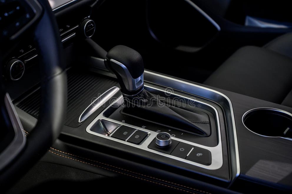 Automatic Transmission Selector in the Interior of a Modern Car Stock ...