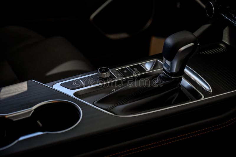 Automatic Transmission Selector in the Interior of a Modern Car Stock ...