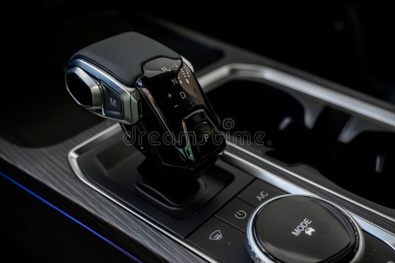 Automatic Transmission Selector in the Interior of a Modern Car Stock ...