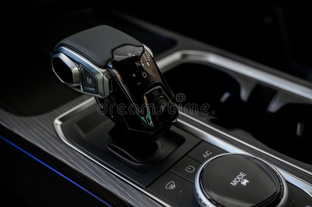 Automatic Transmission Selector in the Interior of a Modern Car Stock ...