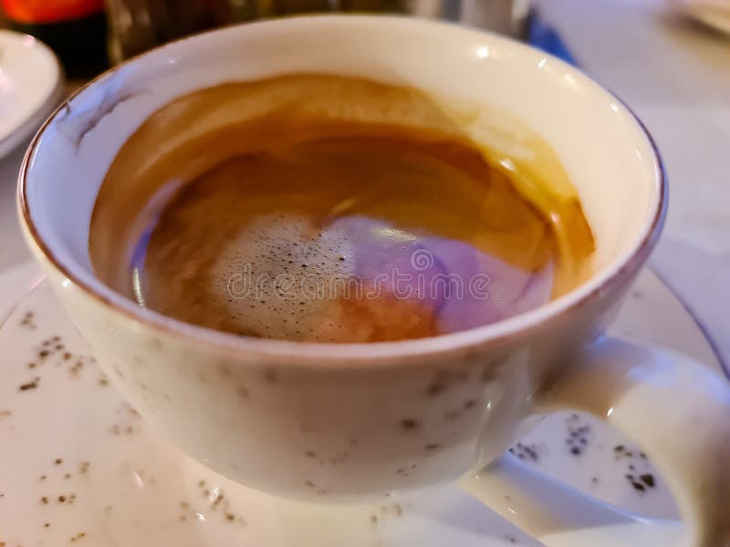 Selectuve Focus View at a Coffee Surface in a White Cup Stock Photo ...
