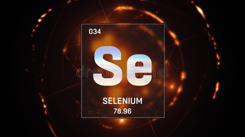 Selenium As Element 34 of the Periodic Table 3D Illustration on Orange ...