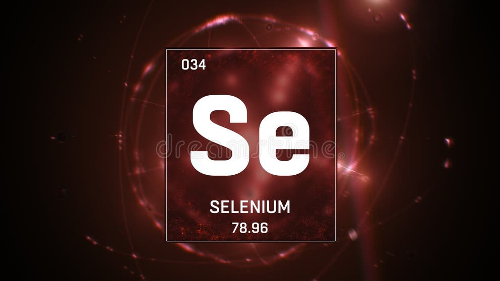 Selenium As Element 34 of the Periodic Table 3D Illustration on Red ...