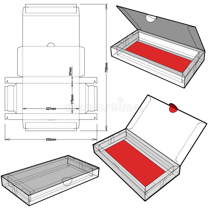 Self Assembly Box and Die-cut Pattern. Stock Vector - Illustration of ...
