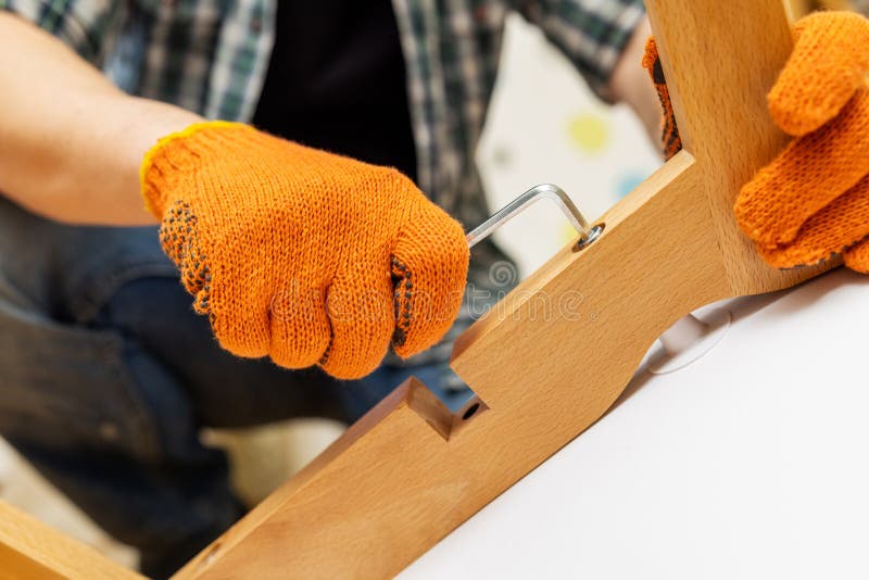 Self Assembly Furniture Concept The Young Man Himself Assembling