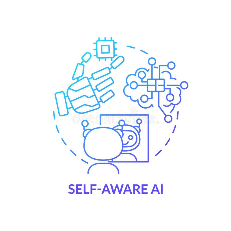 Self Aware AI Blue Gradient Concept Icon Stock Vector - Illustration of ...