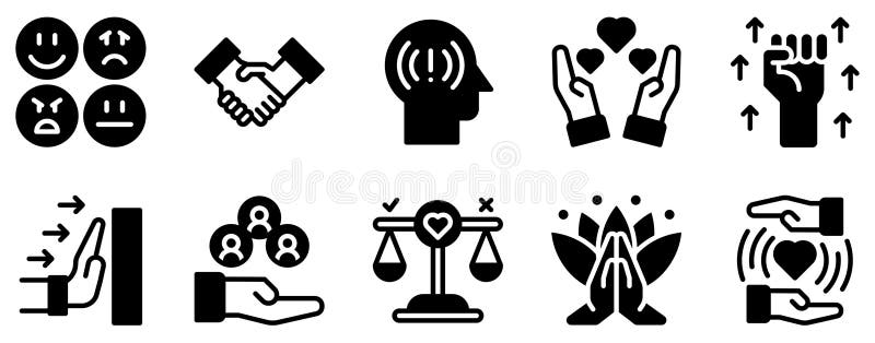 Self Awareness Icon Set Solid Style Collection Representing Mindfulness ...