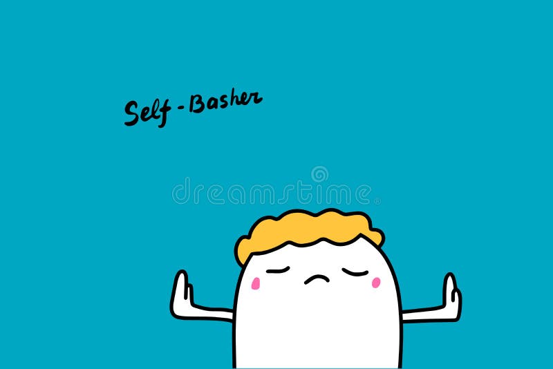 Self Basher Hand Drawn Vector Illustration with Cartoon Comic Man ...