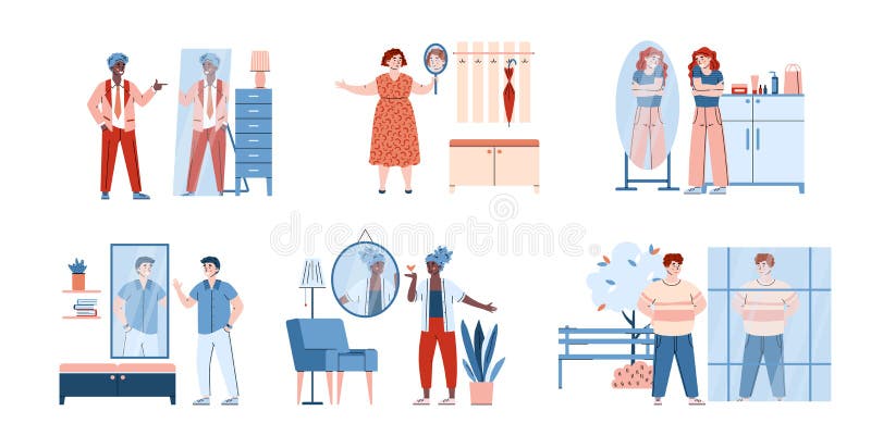 Self Body Acceptance and Self Confidence Banners Cartoon Vector ...