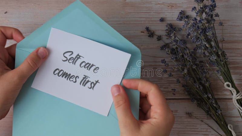 SELF CARE COMES FIRST Text on Supportive Message Paper Note Reminder ...