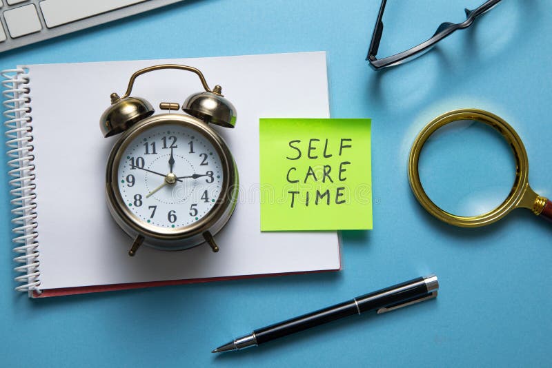 Self Care Time on Sticky Note with a Clock and Business Objects Stock ...