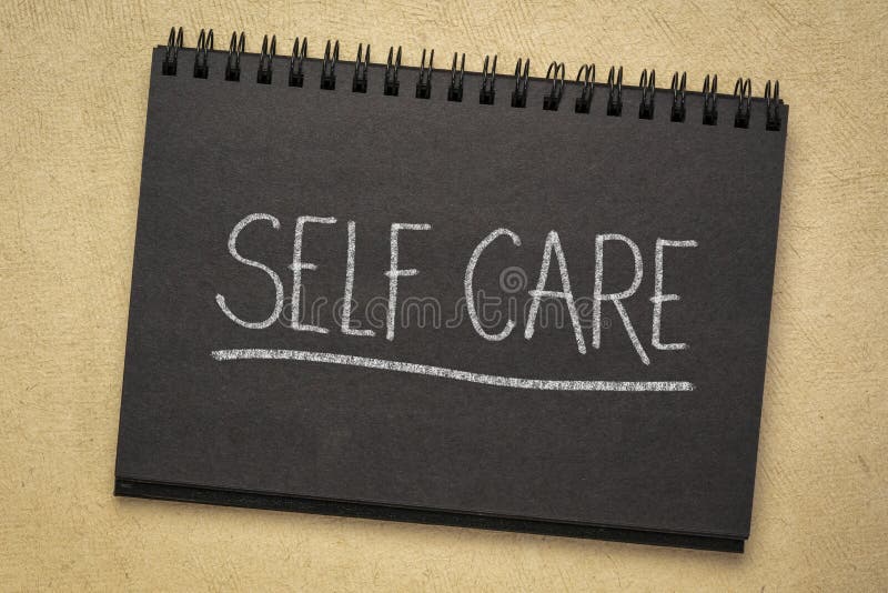 Self Care Writing in a Notebook Stock Image - Image of chalkboard ...