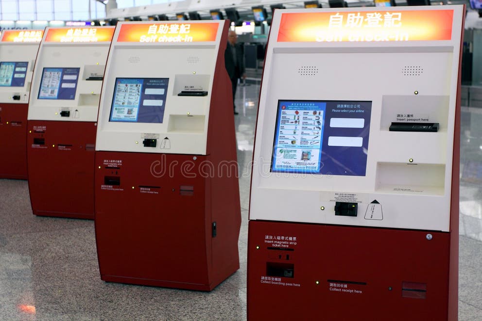 Self Check-in Machine editorial stock photo. Image of flight - 19391113