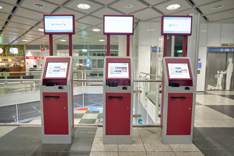 Self-service Check-in Facilities at Terminal 1, Munich Airport ...