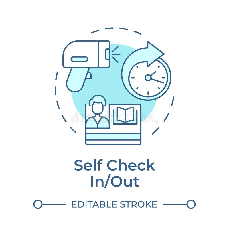 Self Check in or Out Soft Blue Concept Icon Stock Vector - Illustration ...