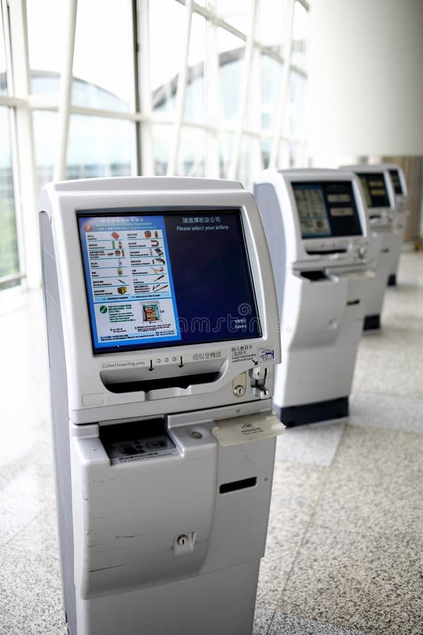 Self Check-in Kiosk in Airport Terminal Stock Image - Image of online ...