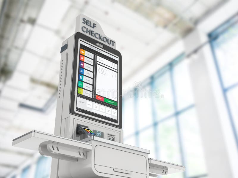 Self-checkout Kiosk or Self-service Payment Machine Stock Illustration ...