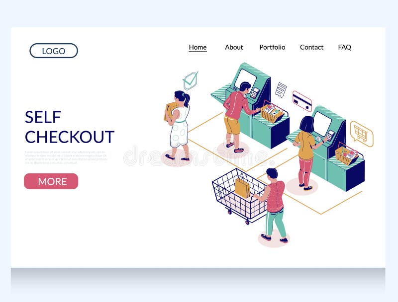 Self Checkout Vector Website Landing Page Design Template Stock Vector ...