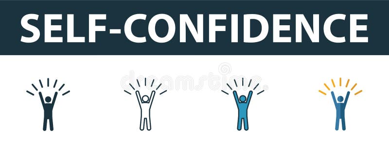 Self-Confidence Icon Set. Four Simple Symbols in Diferent Styles from ... Self-Confidence Icon Set. Four Simple Symbols in Diferent Styles from ...
