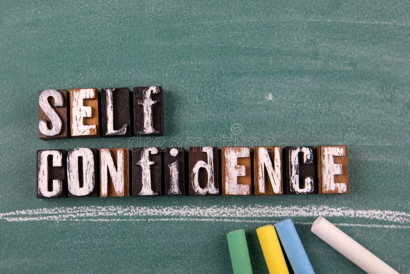 Self Confidence. Wooden Letters on a Green Chalk Board Stock Photo ...