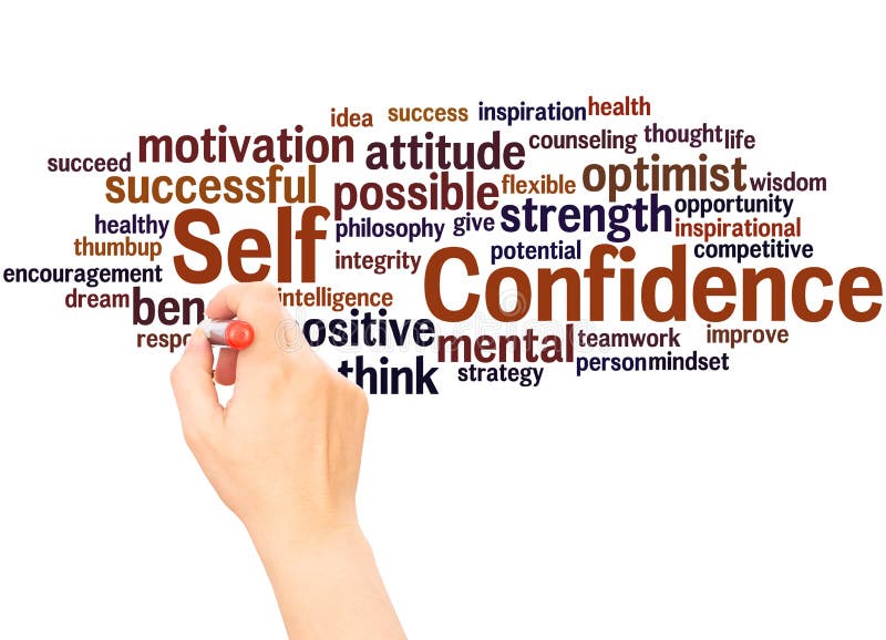 Self Confidence Word Cloud and Hand with Marker Concept Stock Image ...
