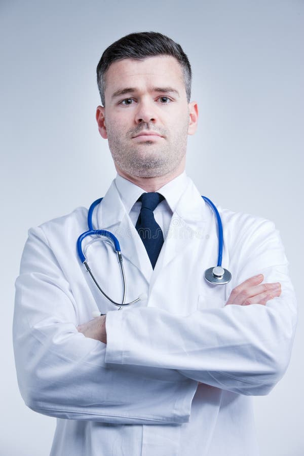 Self Confident Available Doctor in White Coat Stock Image - Image of ...