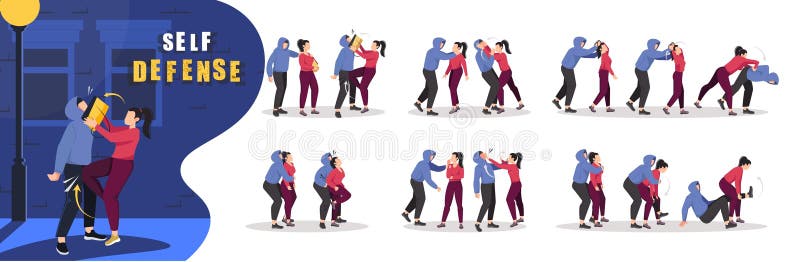 Self Defense Training Compositions Stock Vector - Illustration of ...