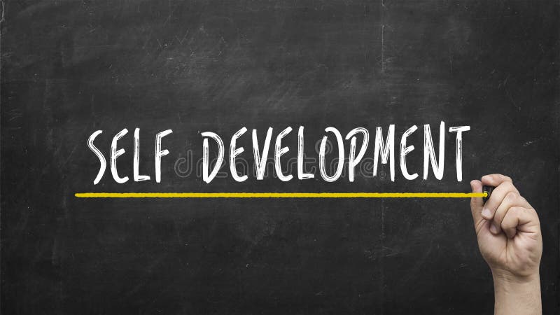 Self Development Concept. Hand with Yellow Marker Writing Self ...