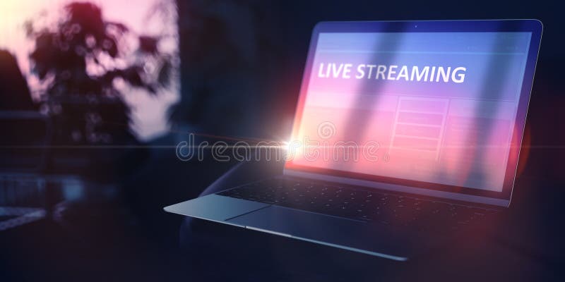 Self-development Concept. Live Streaming On Notebook. 3D. Stock ...