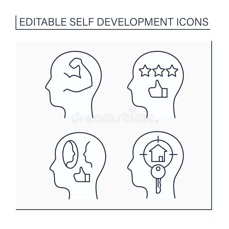 Self-development Line Icons Se Stock Vector - Illustration of challenge ...