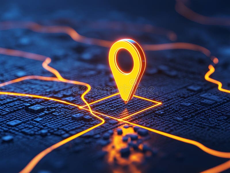 Self Development Planning Digital Map with Glowing Location Pin ...