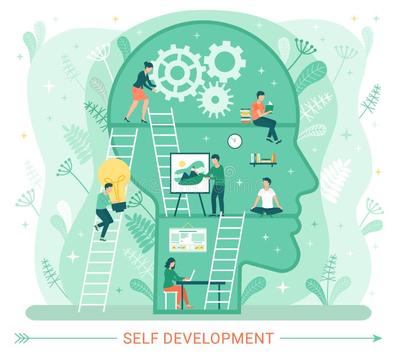 Self Development, Profile Human Head with People Stock Vector ...