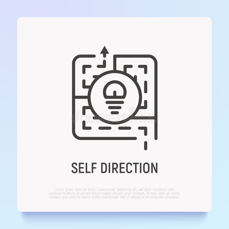 Self Direction Thin Line Icon: Personal Strategy To Choose Right Way ...