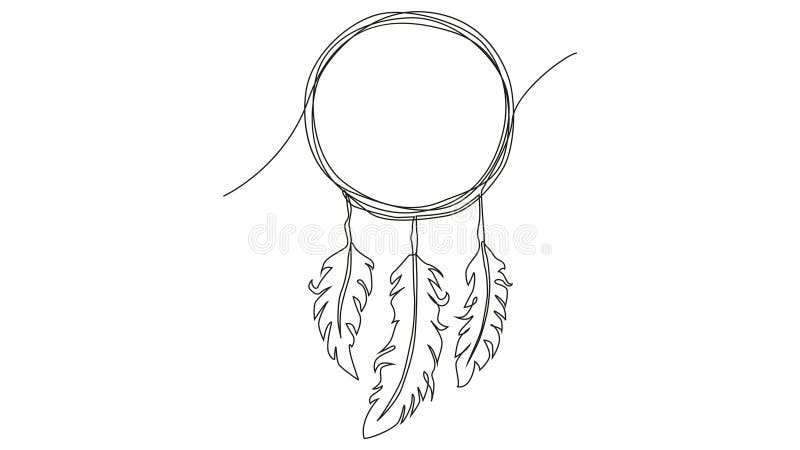 Self Draw Continuous Line Dream Catcher Mystery Symbol Stock Vector ...