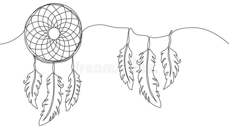 Self Draw Continuous Line Dream Catcher Mystery Symbol Stock ...