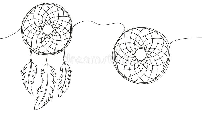 Self Draw Continuous Line Dream Catcher Mystery Symbol Stock Vector ...