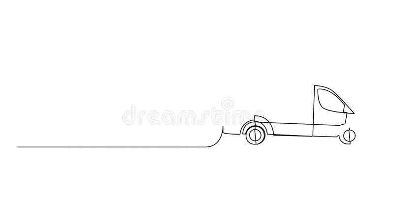 Self Drawing Animation of Cargo Van with Open Doors. Continuous One ...