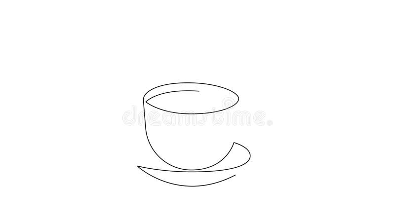Self Drawing Animation of Cup. Steaming Hot Drink Single Continuous ...