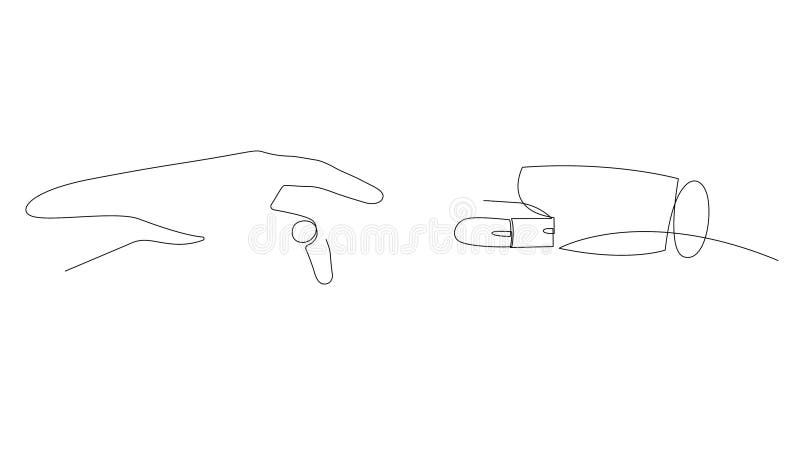 Self Drawing Animation of Human Hand Touch Robot Hand Drawn by ...