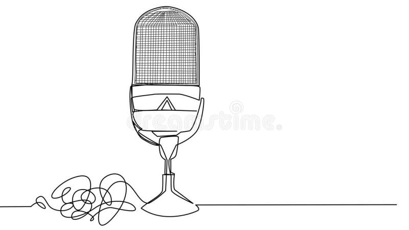 Self-drawing of an Audio Broadcaster Microphone. Stock Footage - Video ...