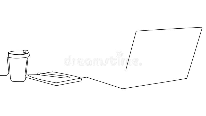 Continuous Line Drawing of a Workspace Stock Video - Video of ...