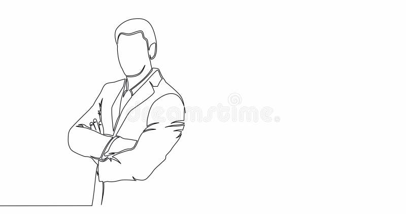 Self Drawing Line Animation Businessman Standing at Growing Graph ...