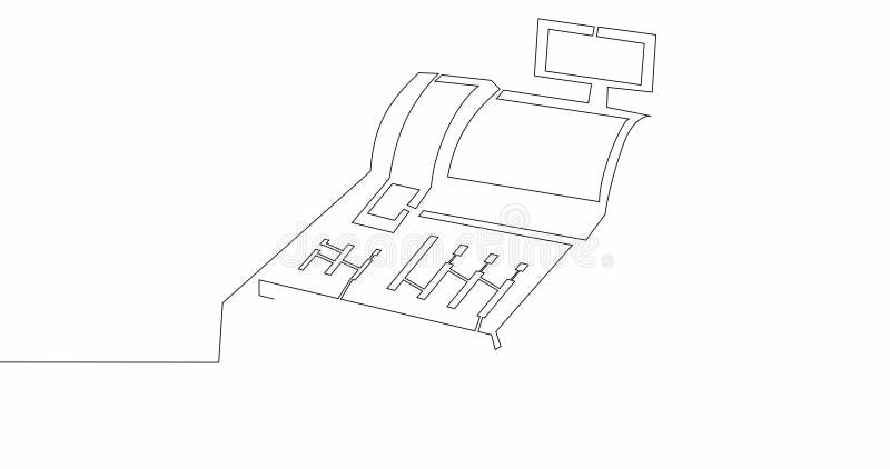 Self Drawing Line Animation Cash Register Continuous Line Drawn Concept ...