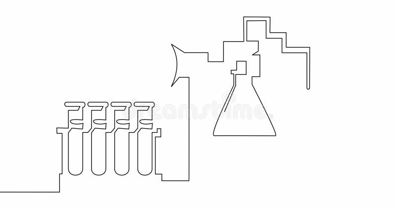 Self Drawing Line Animation Chemical Lab Retorts Continuous Line ...