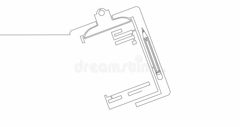 Self Drawing Line Animation Clipboard with Gear Cogwheel Check List ...