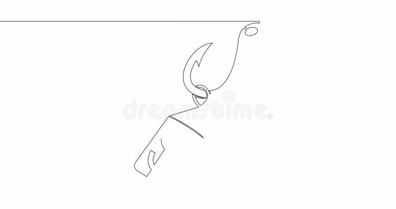 Self Drawing Line Animation Dollar on Fishing Hook Continuous Line ...
