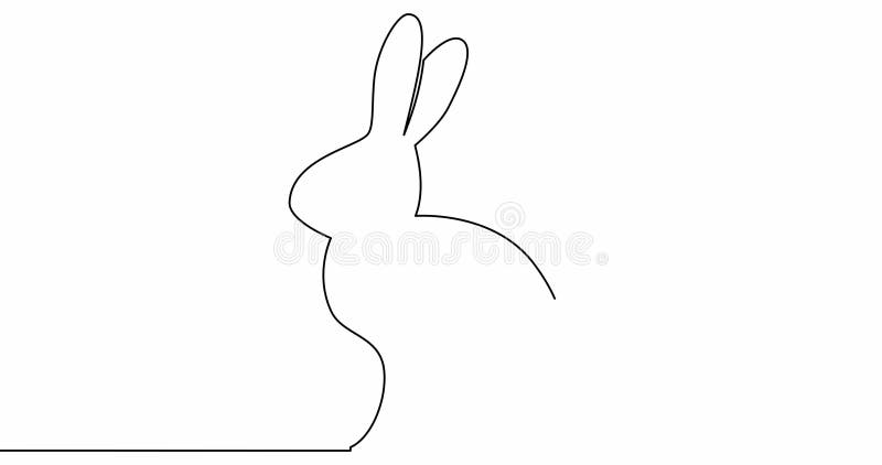 Self Drawing Line Animation Easter Bunny Cute Rabbit Silhouette with ...