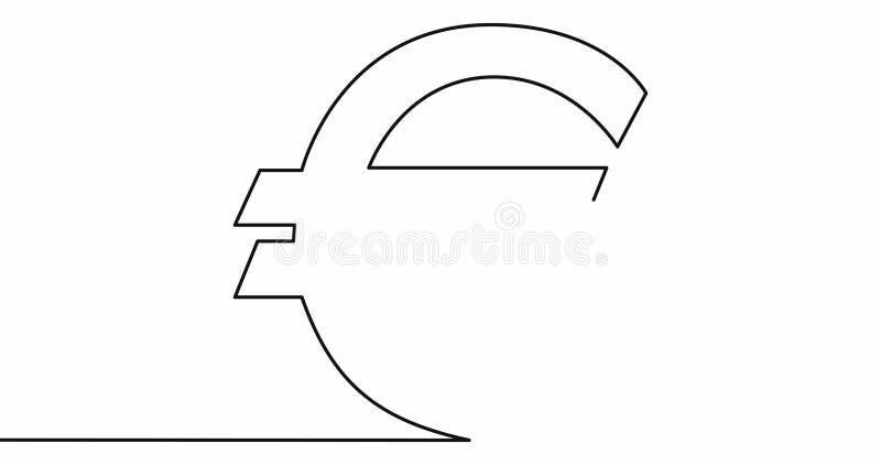 Self Drawing Line Animation Euro Sign Continuous Line Drawn Concept ...